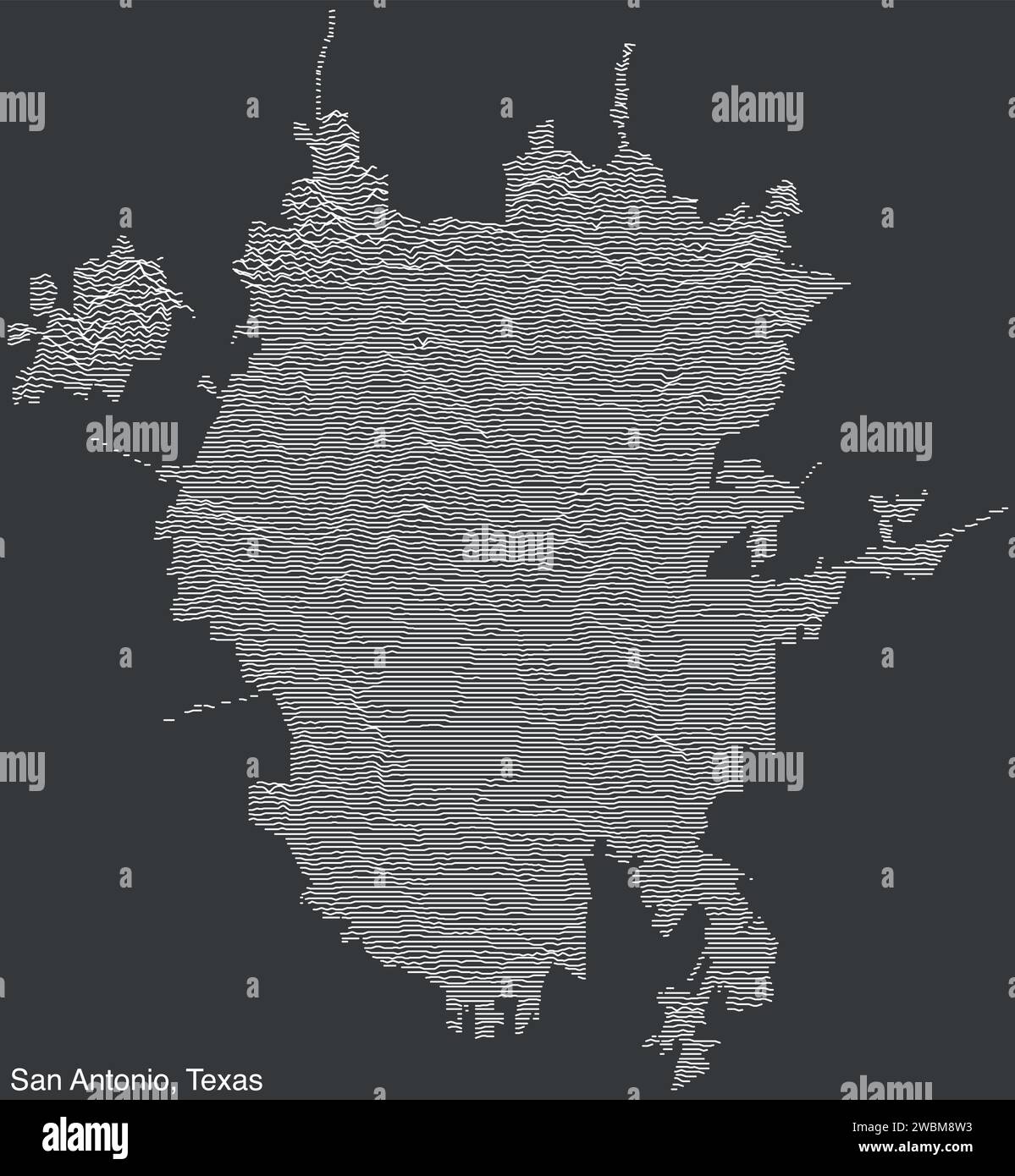 Topographic exaggerated relief map of SAN ANTONIO, TEXAS Stock Vector ...