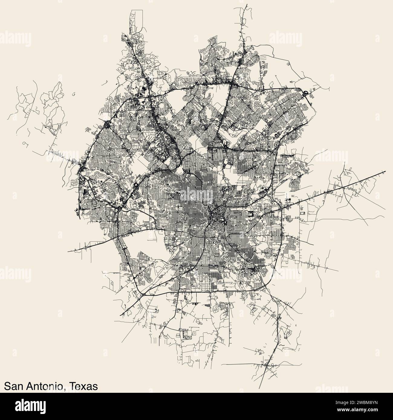 Street roads map of SAN ANTONIO, TEXAS Stock Vector Image & Art - Alamy