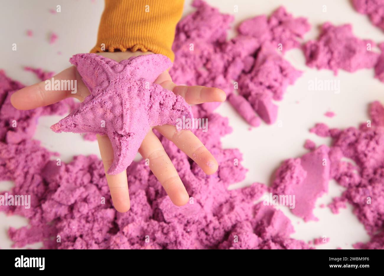 Kids creativity. Kinetic sand games for child development at home. Sand ...