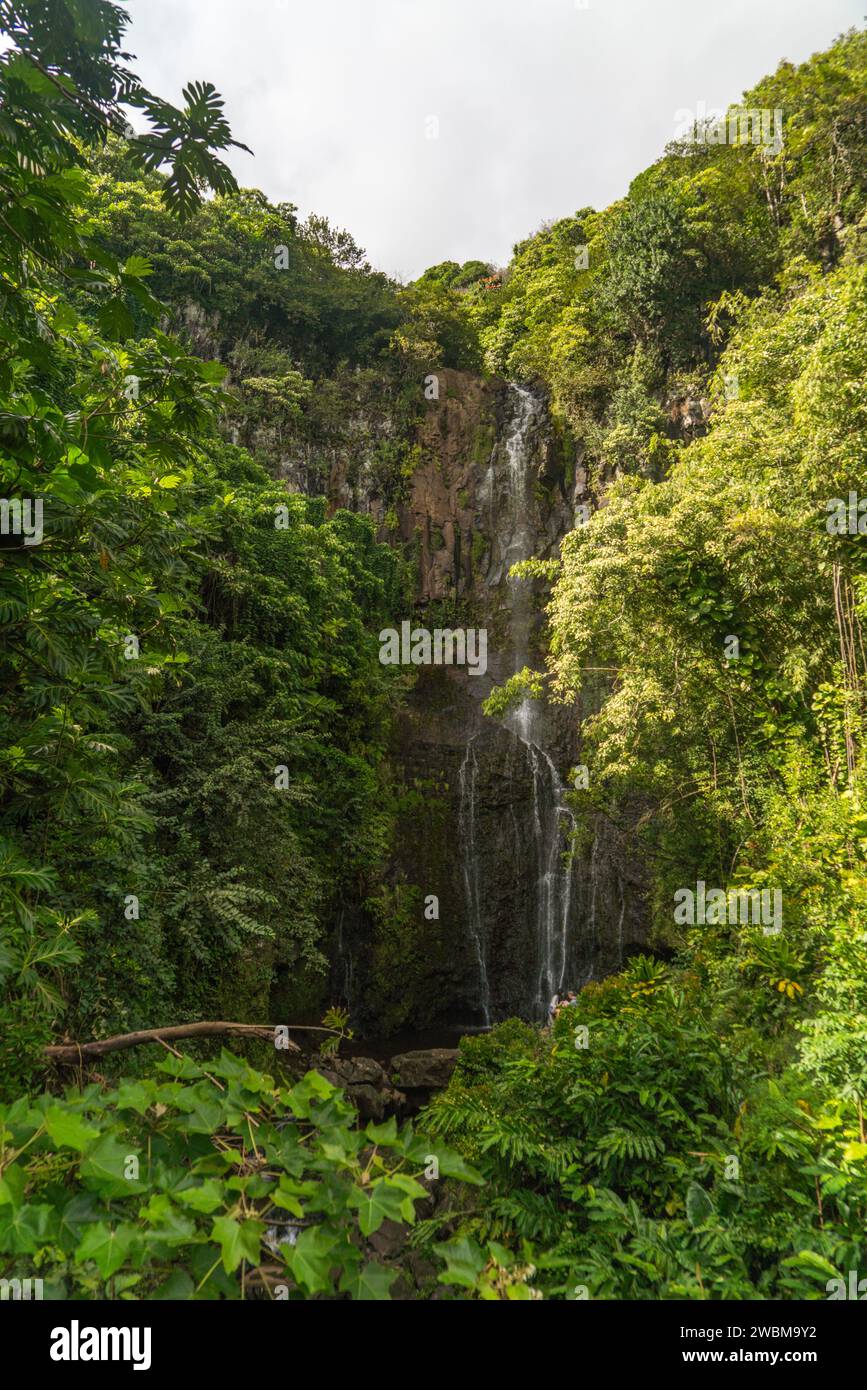 The majestic Wailua Falls in Maui, Hawaii, a serene tropical paradise ...