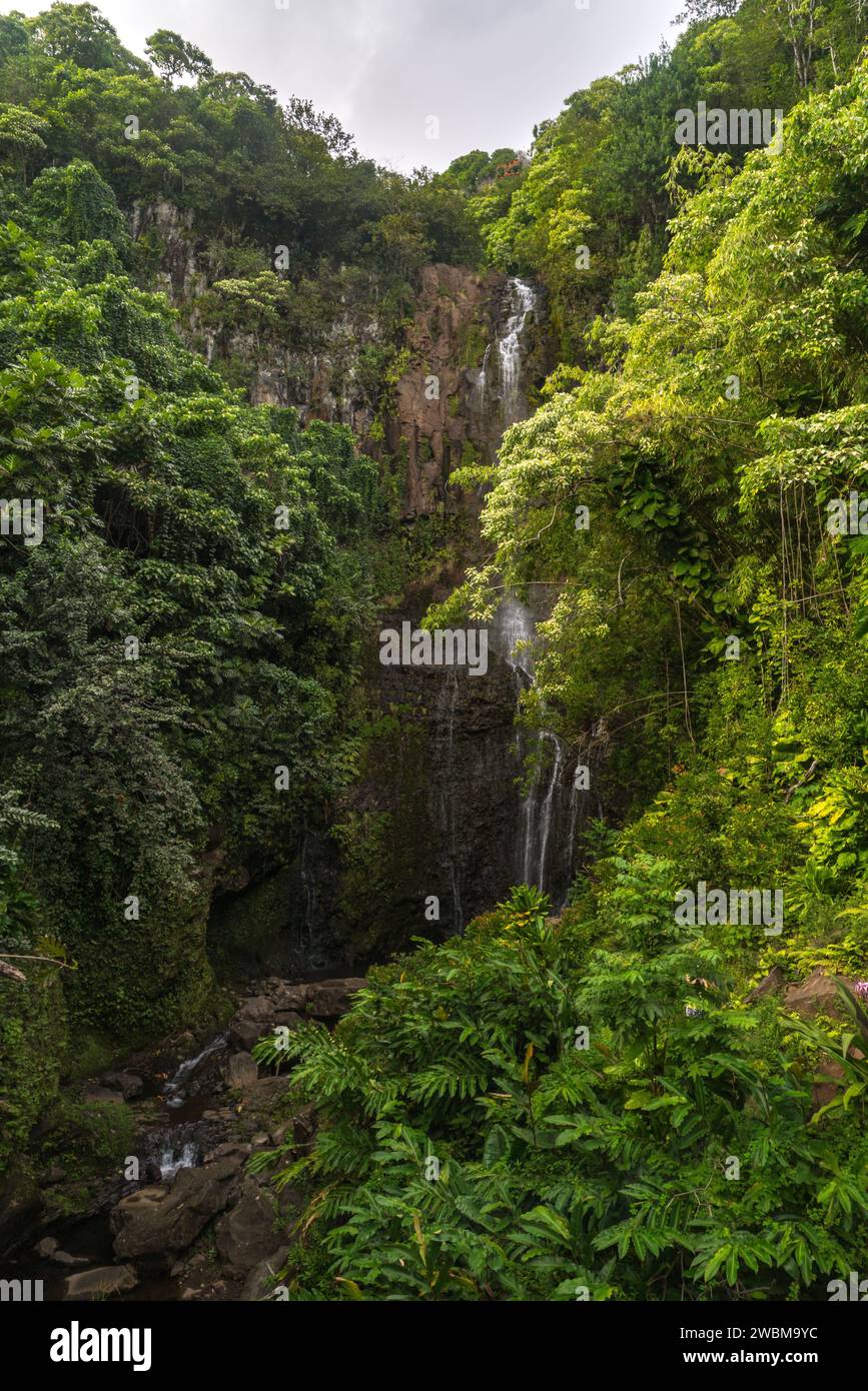 The majestic Wailua Falls in Maui, Hawaii, a serene tropical paradise ...
