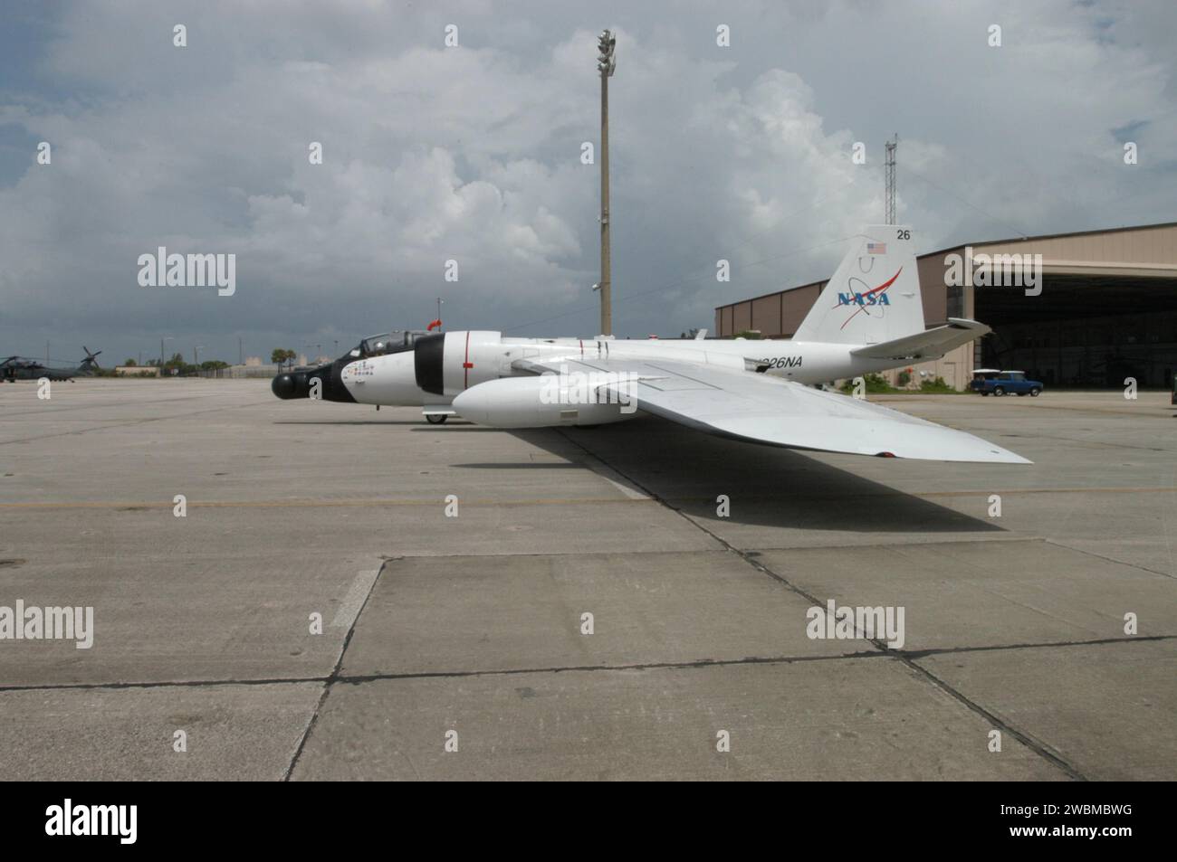 The WB-57F aircraft at Patrick Air Force Base is prepared for test ...