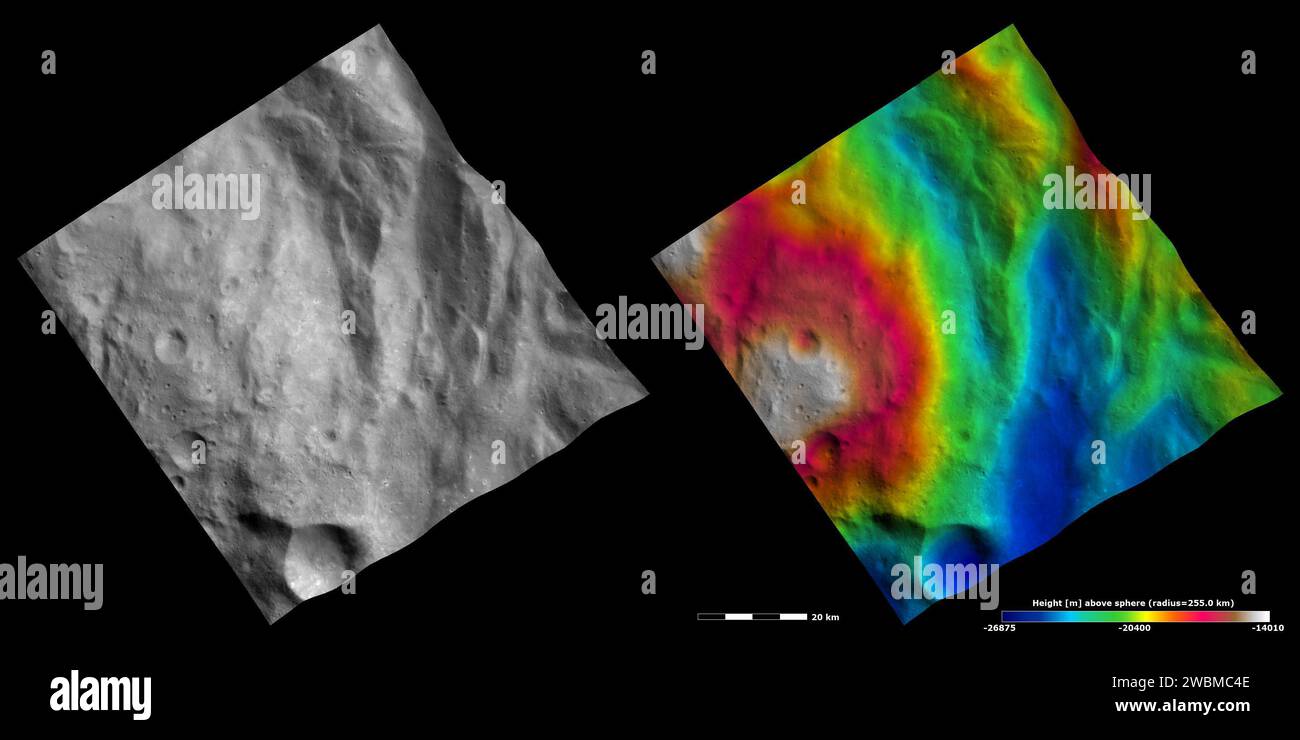 These images from NASA's Dawn spacecraft show part of Rheasilvia ...