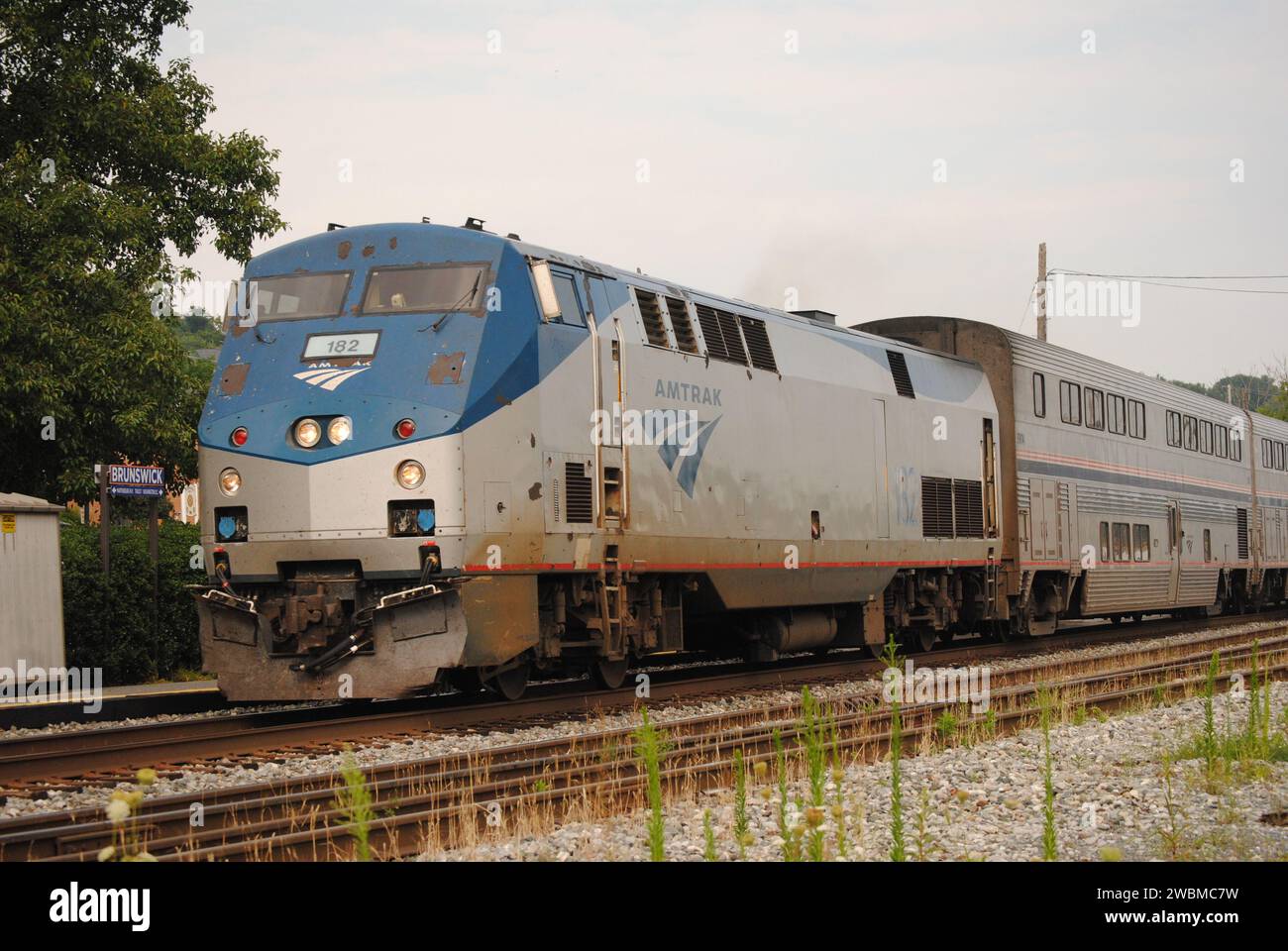 A photo of the Amtrak Capitol Limited passing through the Brunswick, MD station, heading from DC ...