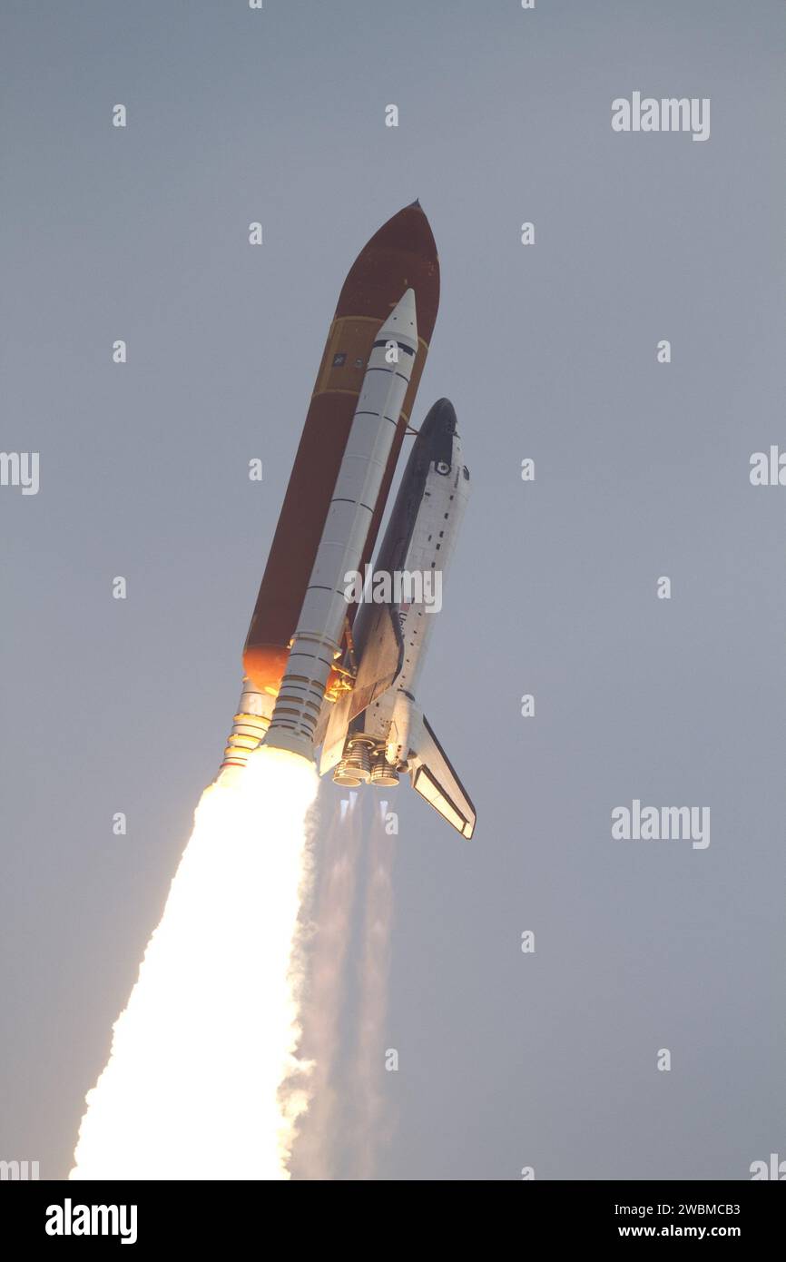 CAPE CANAVERAL, Fla. -- Space shuttle Endeavour rises on twin columns ...