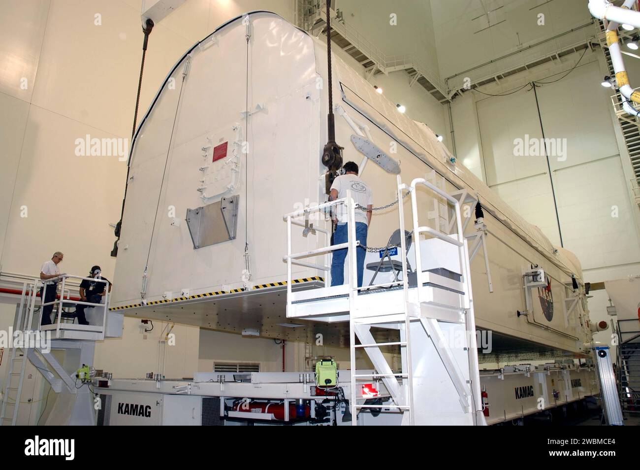 KENNEDY SPACE CENTER, FLA. - In the Canister Rotation Facility at NASA ...