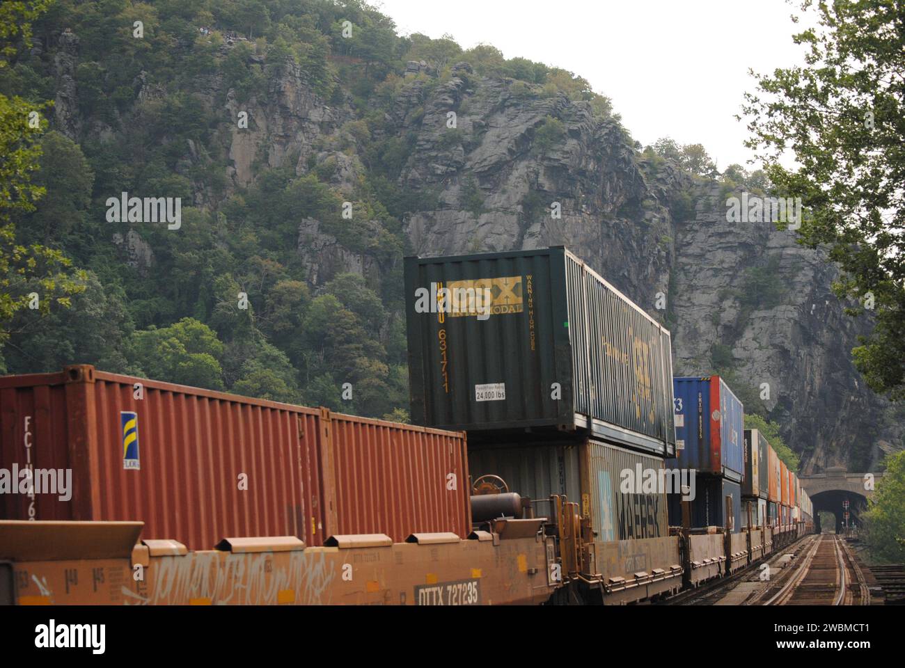 Here is a photo of a double stack intermodal CSX train passing through ...