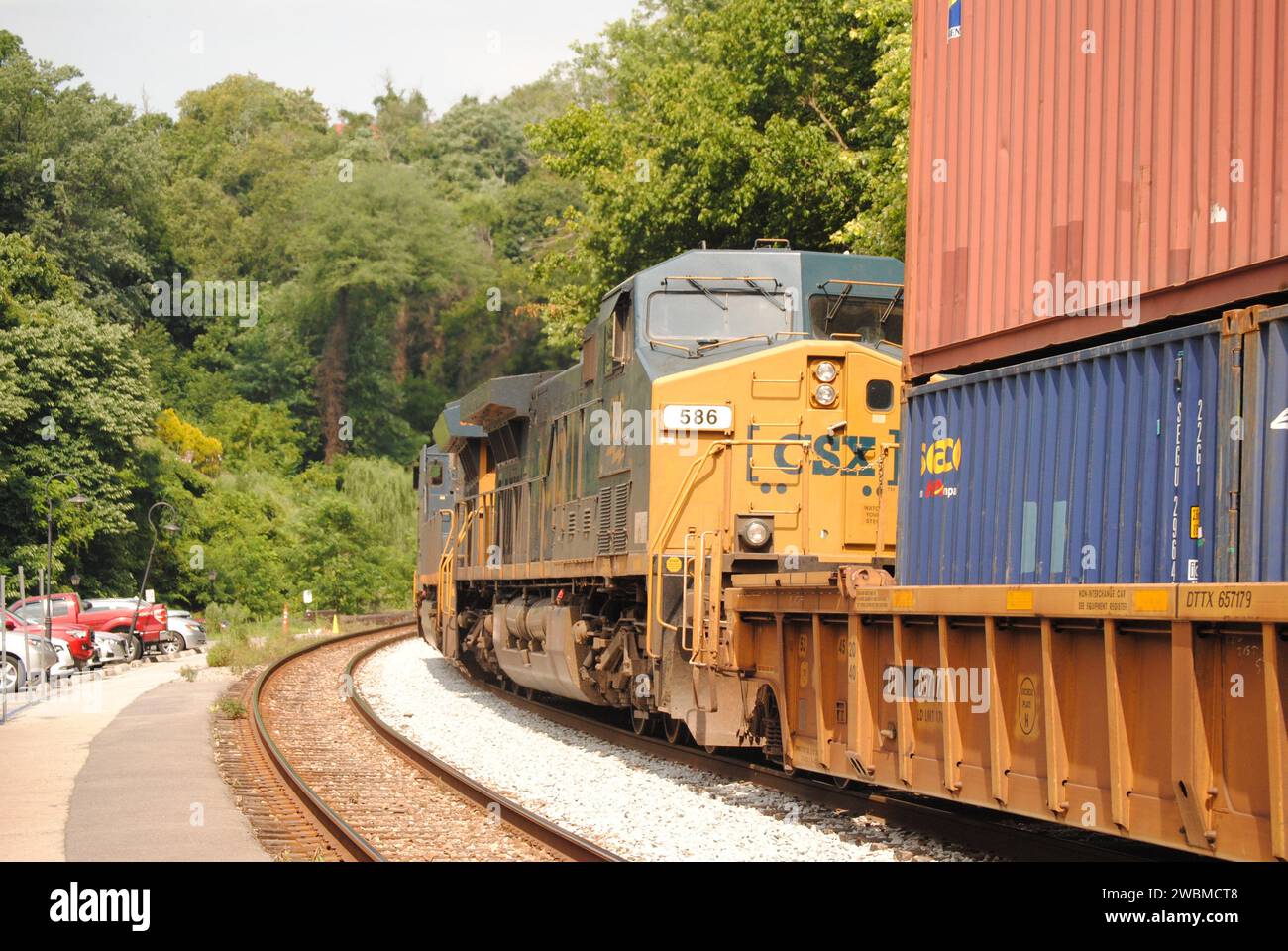 Here is a photo of a double stack intermodal CSX train passing through Harpers Ferry, WV Stock ...