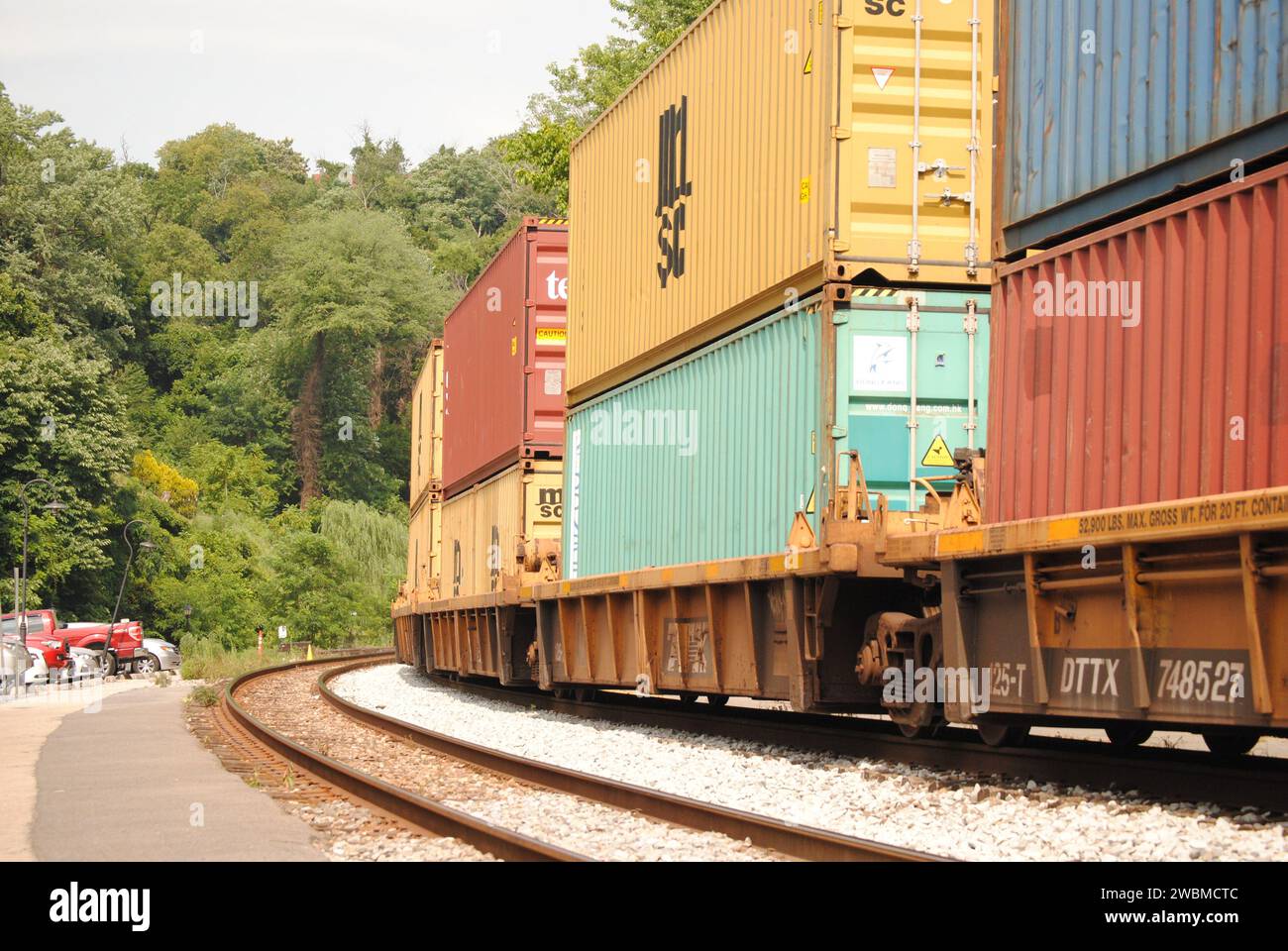 Here is a photo of a double stack intermodal CSX train passing through ...