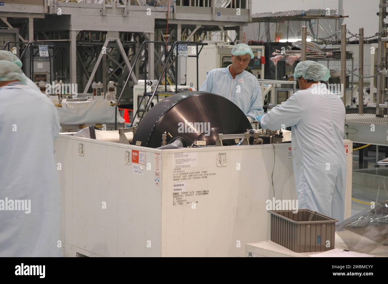Workers at Kennedy Space Center pack a replacement Control Moment ...