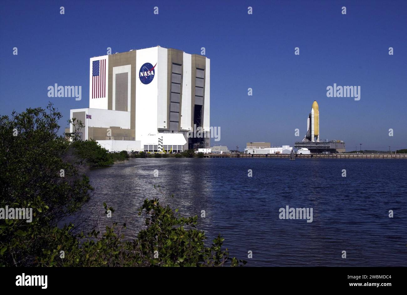 KENNEDY SPACE CENTER, Fla. -- Viewed from across the turn basin at ...