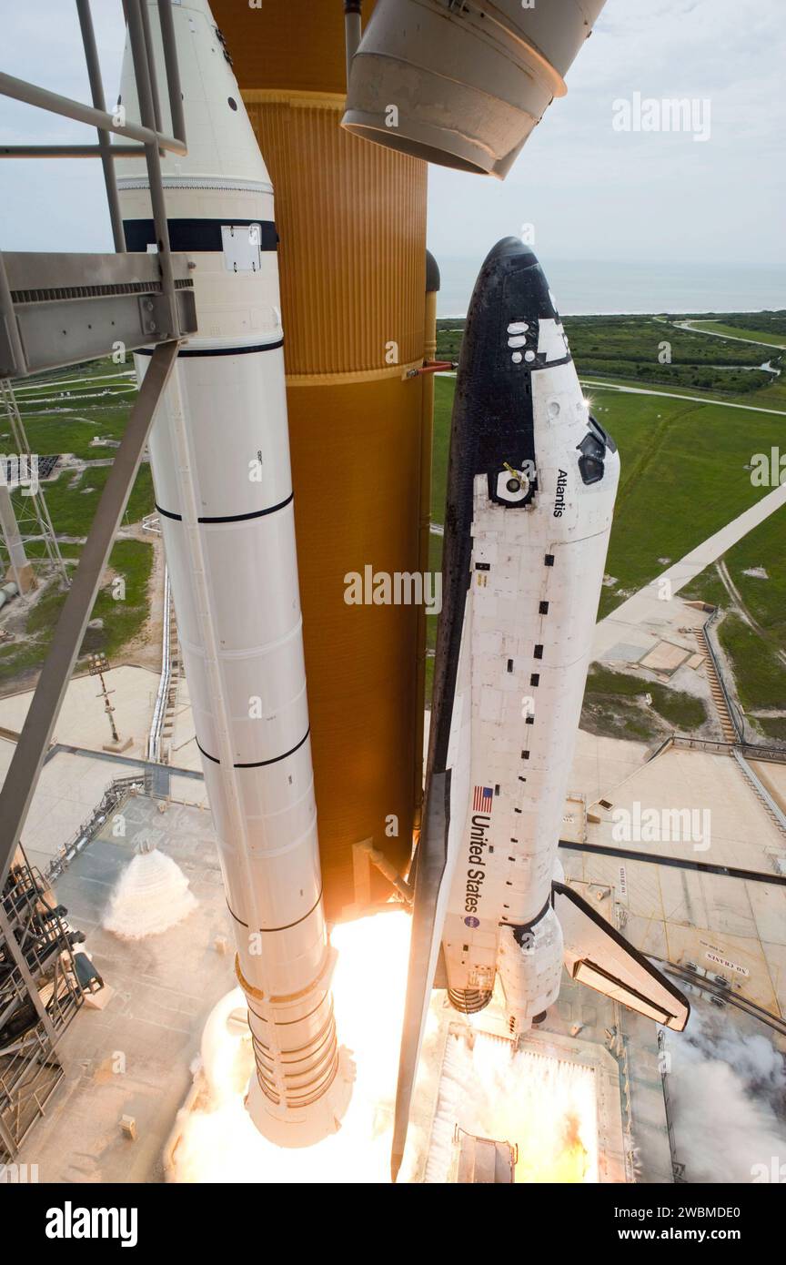 STS135-S-122 (8 July 2011) --- Space shuttle Atlantis and its four-member STS-135 crew head ...