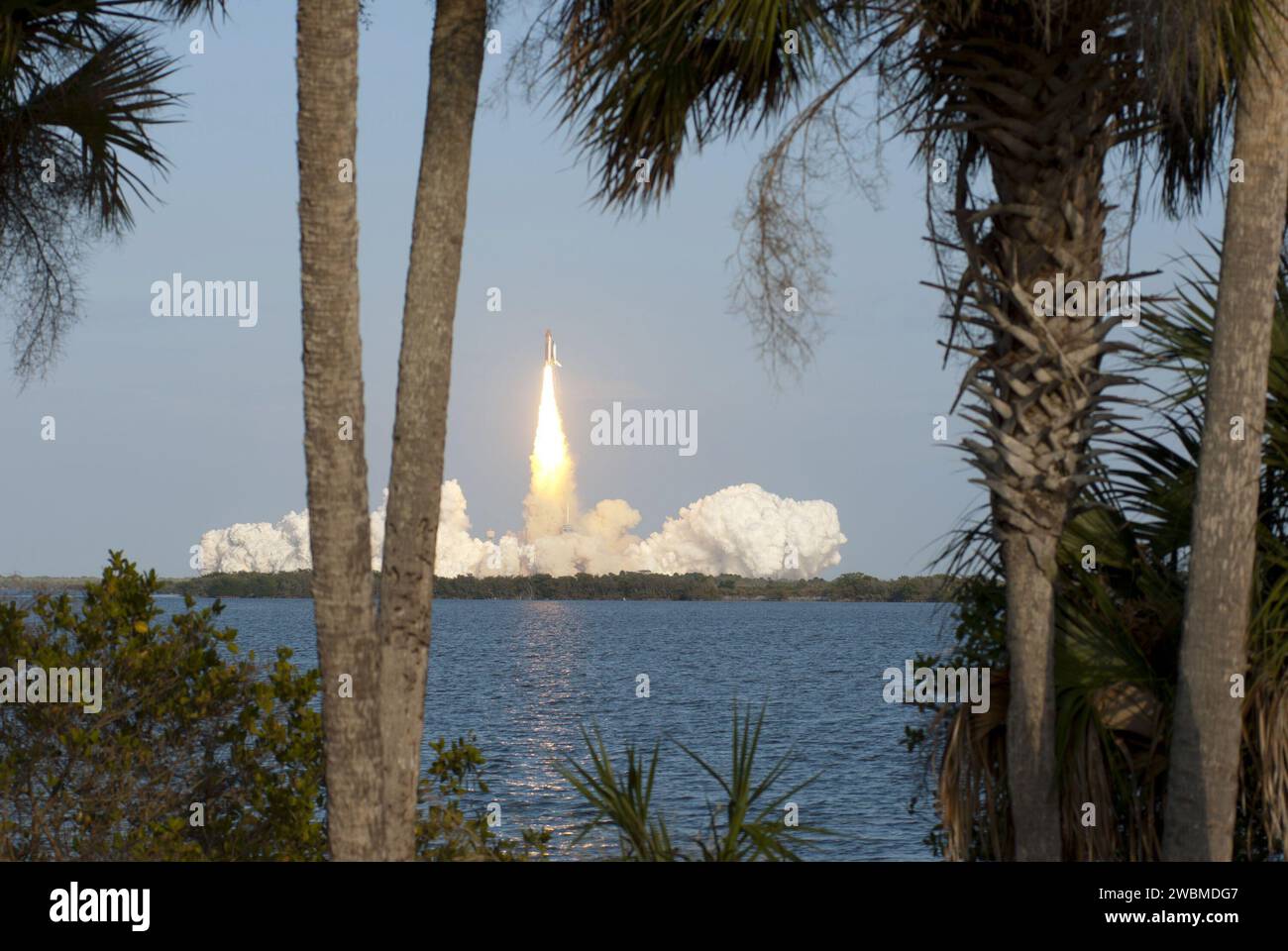 CAPE CANAVERAL, Fla. -- From the Banana River Creek VIP viewing area at NASA's Kennedy Space ...