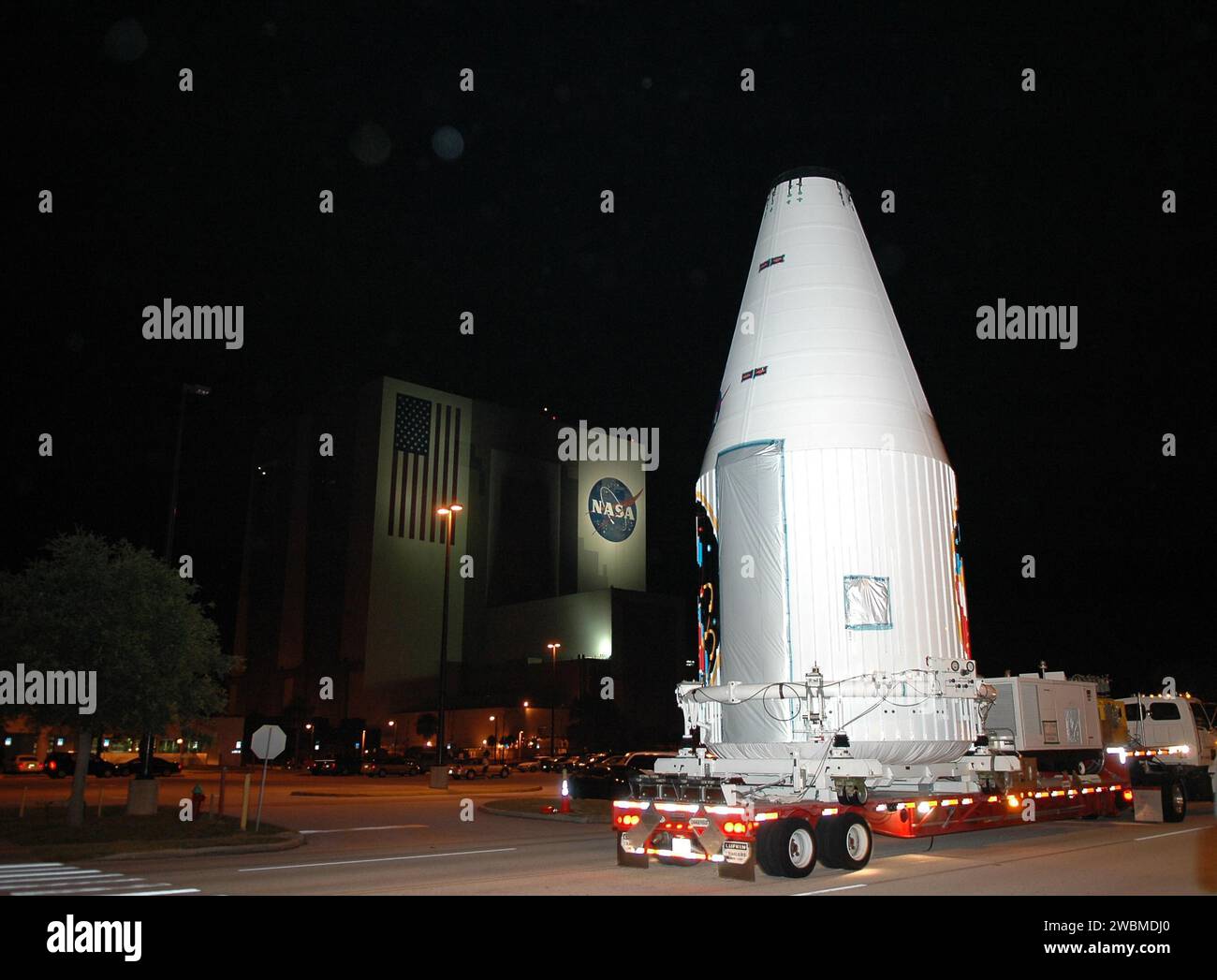 KENNEDY SPACE CENTER, FLA. - In the early morning hours, the ...