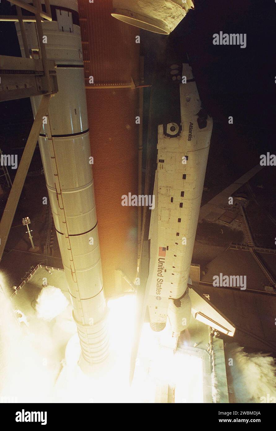 KENNEDY SPACE CENTER, FLA. -- Space Shuttle Atlantis leaps up from the ...