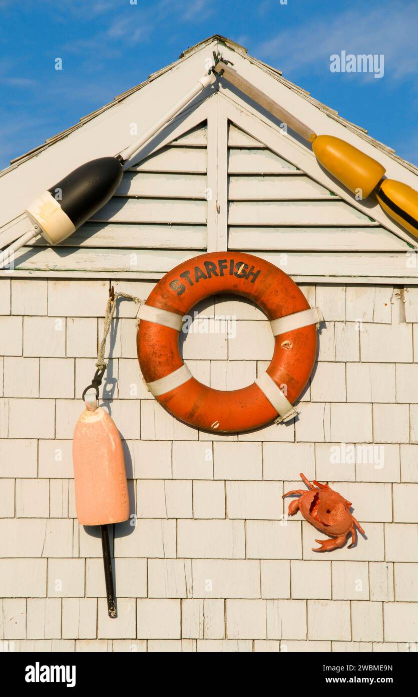 Hampton Harbor office with buoys, Hampton, New Hampshire Stock Photo ...