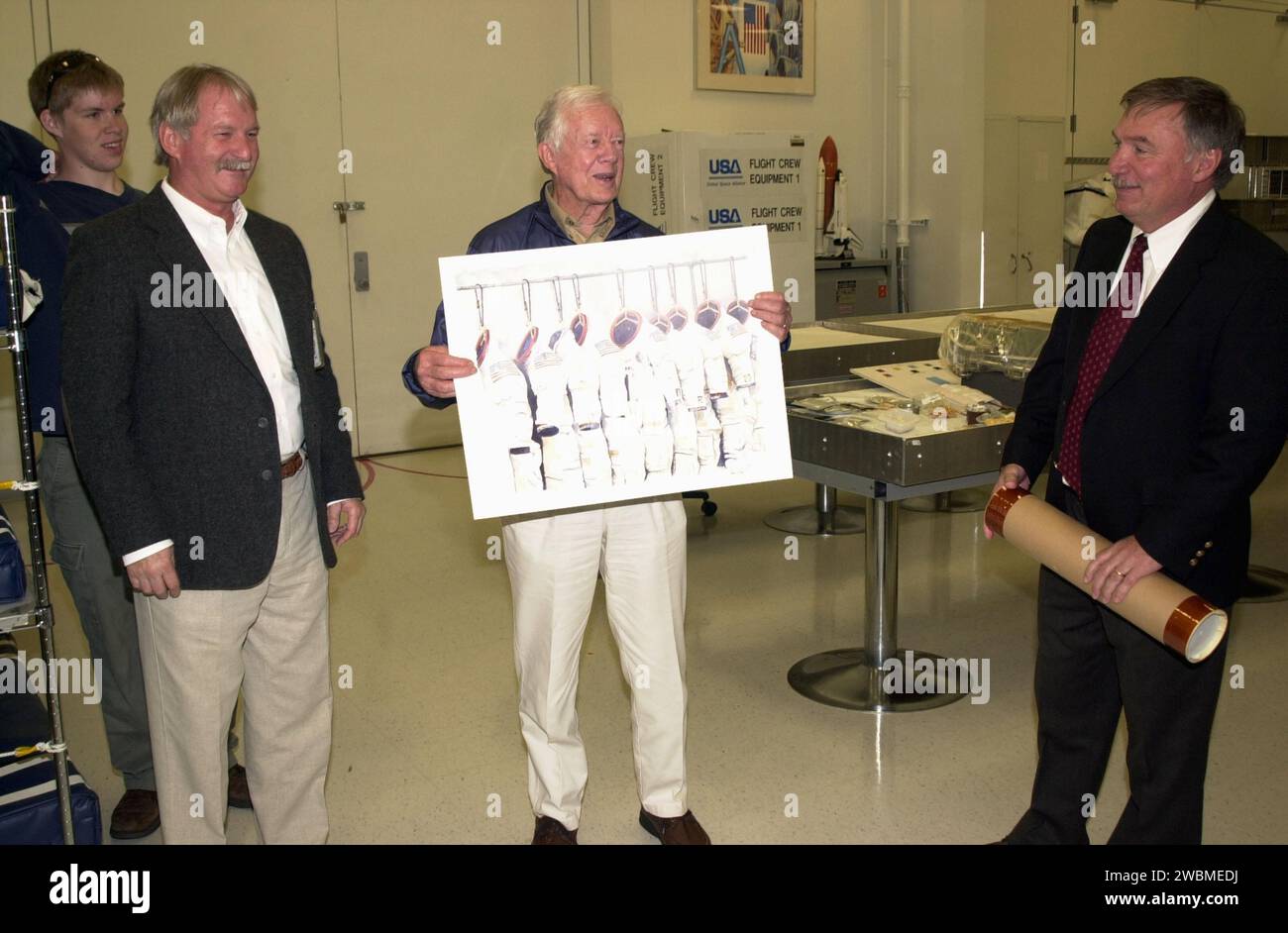 KENNEDY SPACE CENTER, FLA. -- During a tour of KSC, former President ...