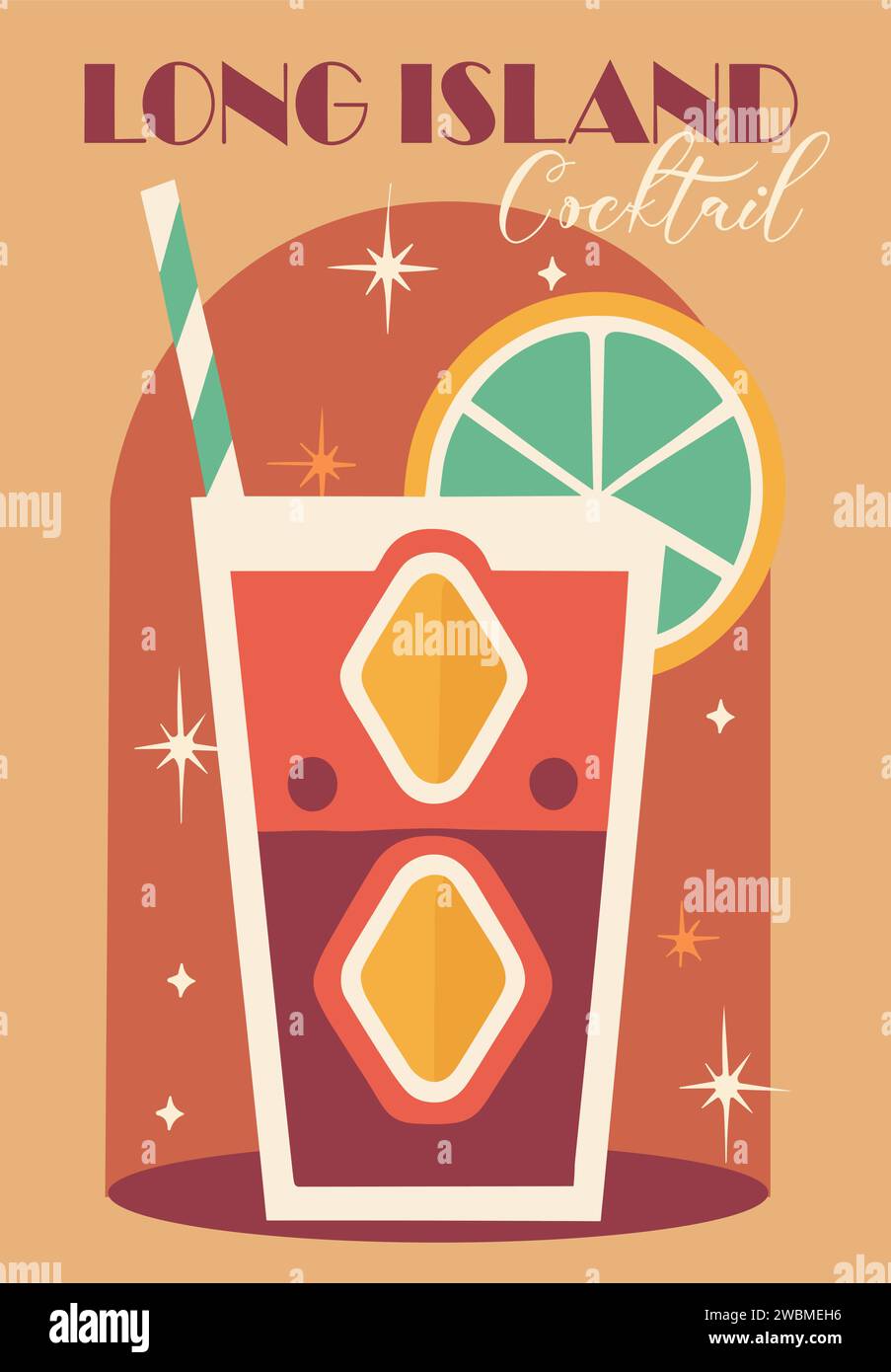 Long Island Cocktail retro poster vector art Stock Vector Image & Art ...