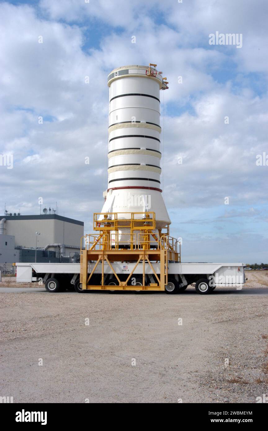 KENNEDY SPACE CENTER, FLA. - The aft skirt and lower segment of the ...