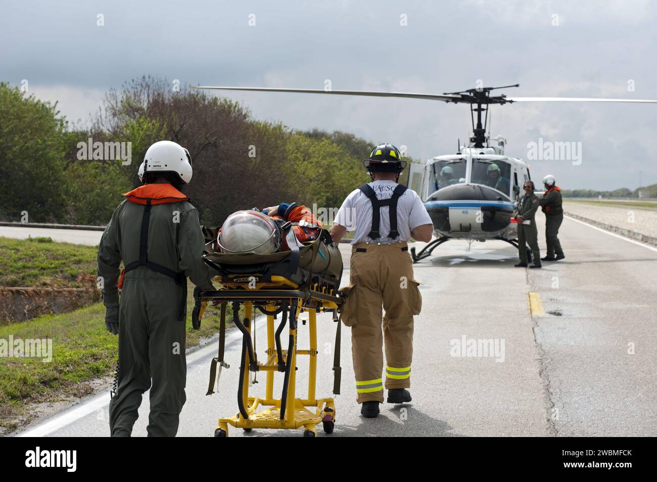 CAPE CANAVERAL, Fla. – Volunteers portraying injured astronauts are ...