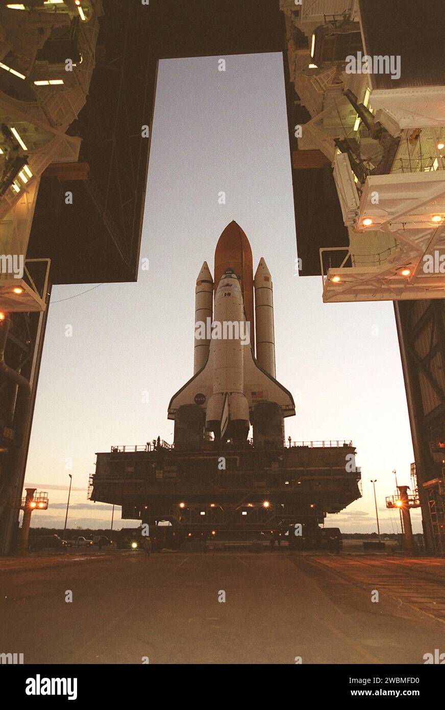 KENNEDY SPACE CENTER, Fla. -- Space Shuttle Atlantis rolls out from the ...