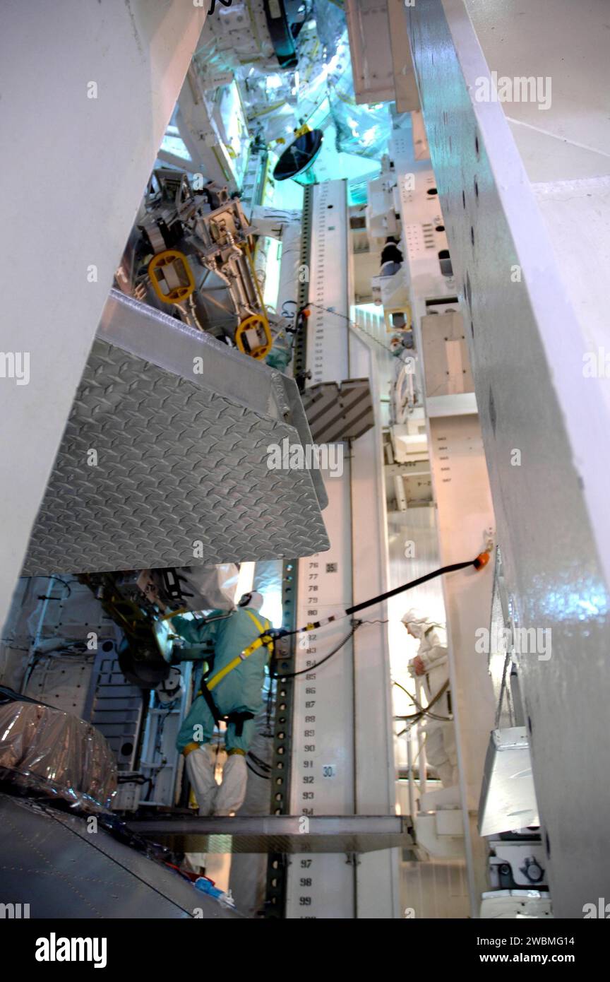 KENNEDY SPACE CENTER, FLA. - In the Payload Changeout Room on Launch Pad 39B, the payloads for ...