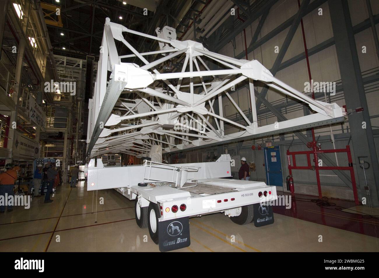 At Kennedy Space Center, a lifting device in Orbiter Processing ...