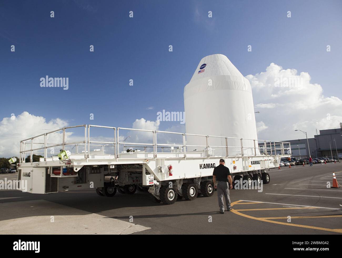 CAPE CANAVERAL, Fla. – A full-size test mock-up of the Orion spacecraft ...