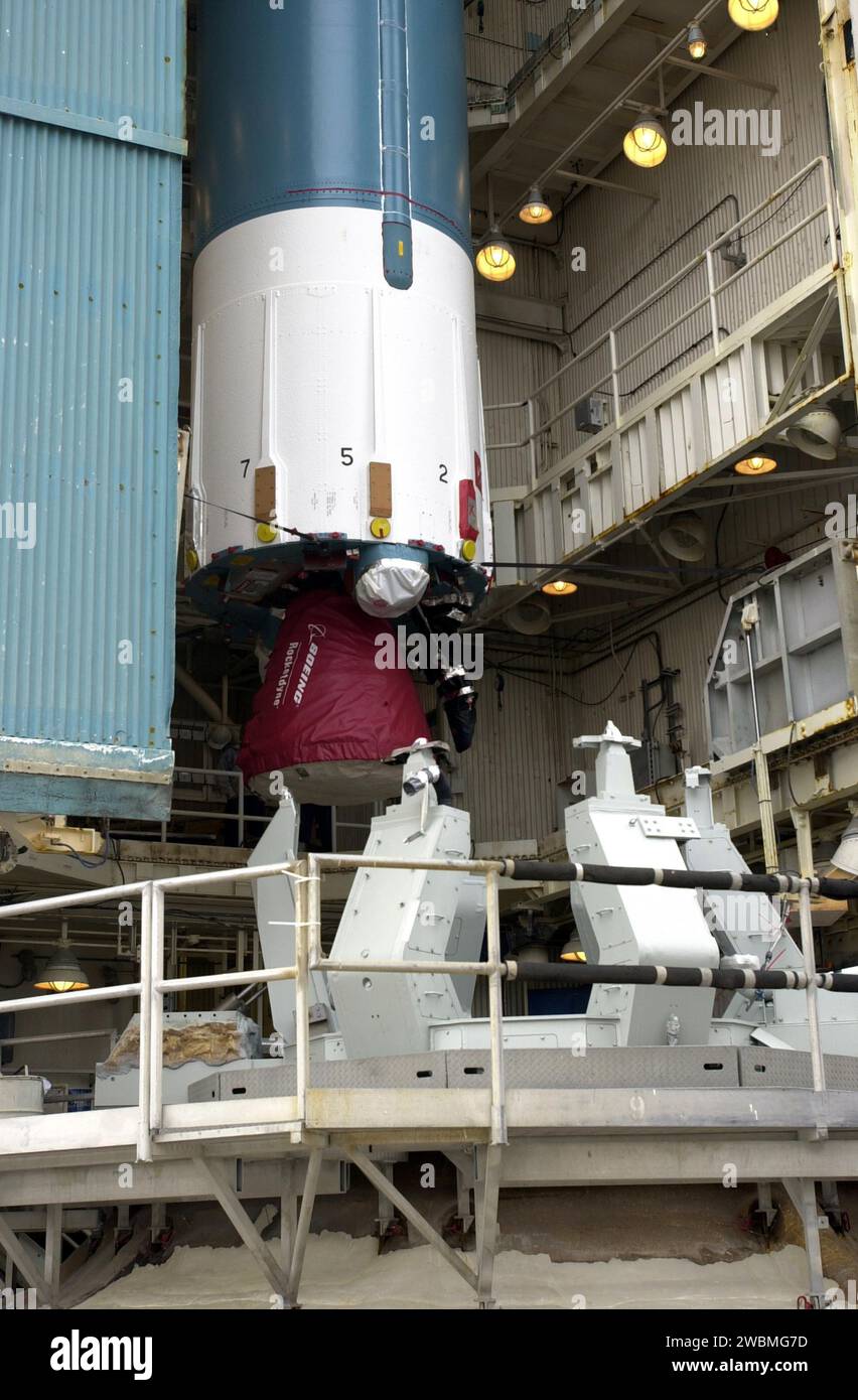 At Vandenberg, the first stage of the Delta II rocket was lifted into ...