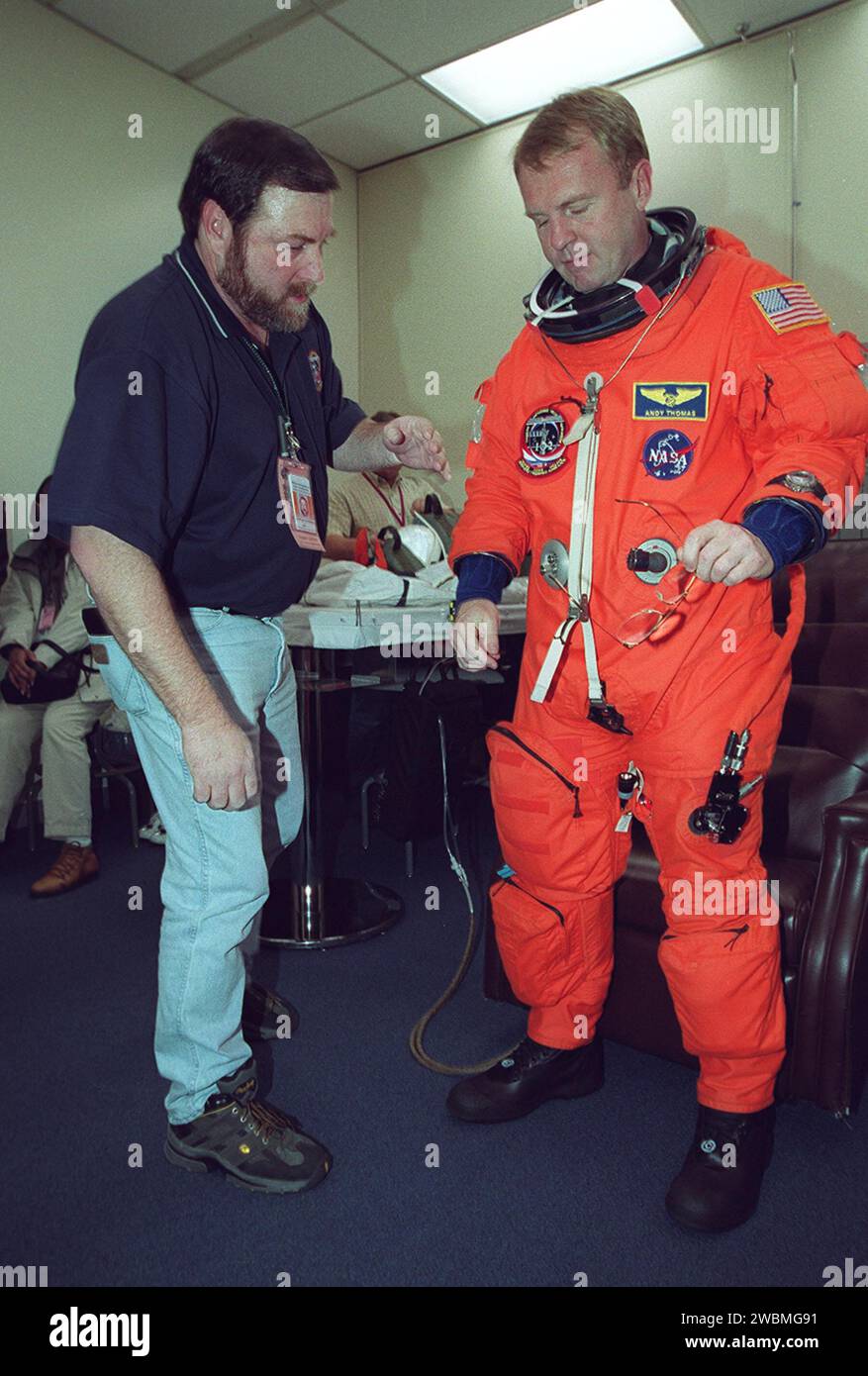 STS-102 Mission Specialist Susan Helms shows her pleasure at the imminent launch to the ...