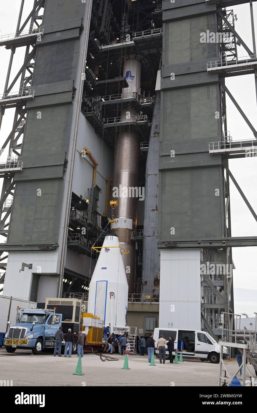 NASA's TDRS-K satellite, enclosed in its payload fairing, is prepared ...