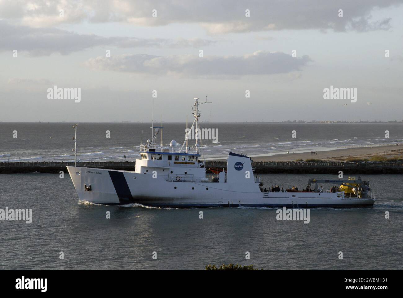 NASA's Liberty Star carries an Orion flight test capsule at Port ...