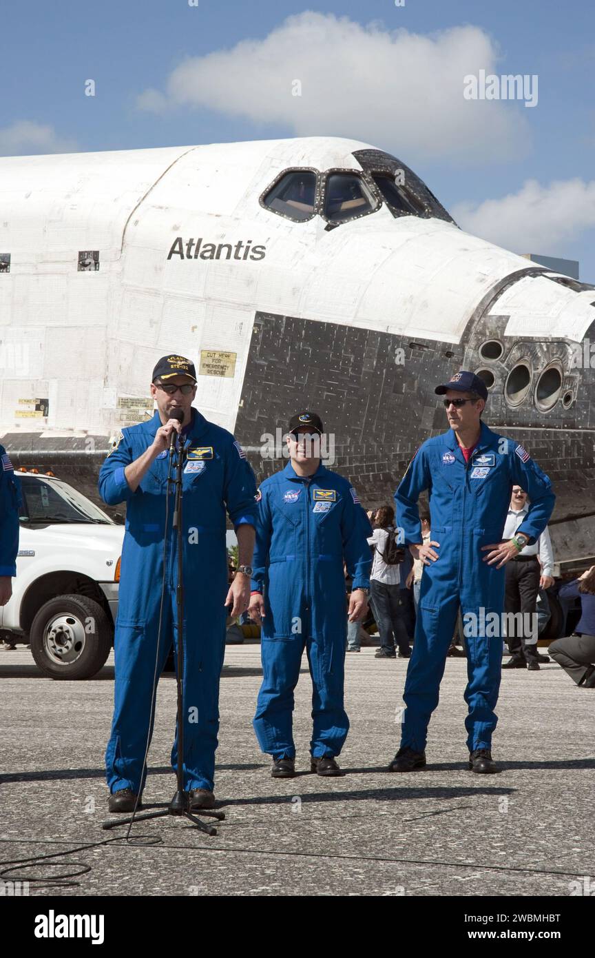 CAPE CANAVERAL, Fla. - STS-132 Commander Ken Ham speaks to the media ...