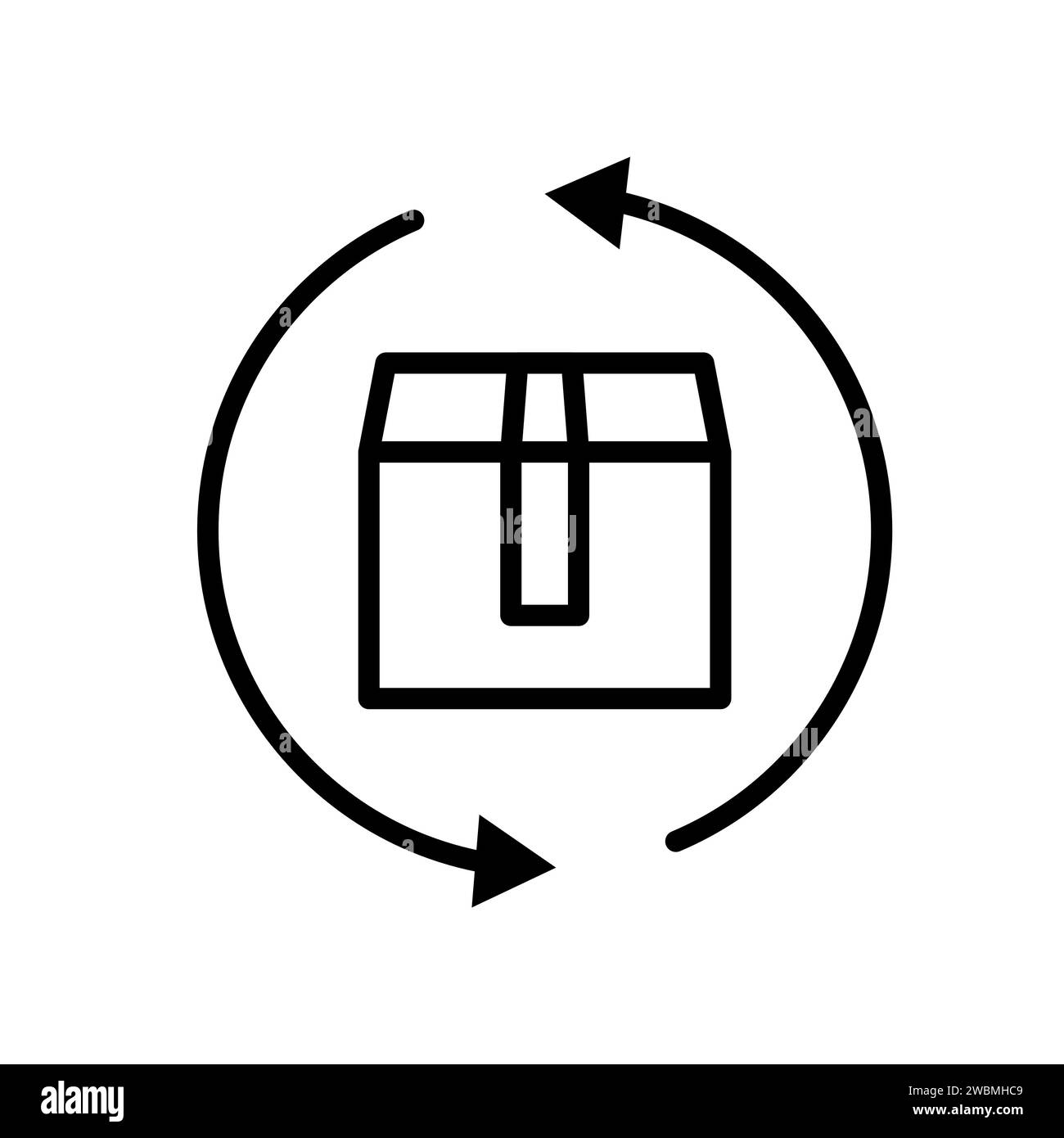 Vector line icon return delivery box. Logistic truck and merchandise ... Vector line icon return delivery box. Logistic truck and merchandise ...