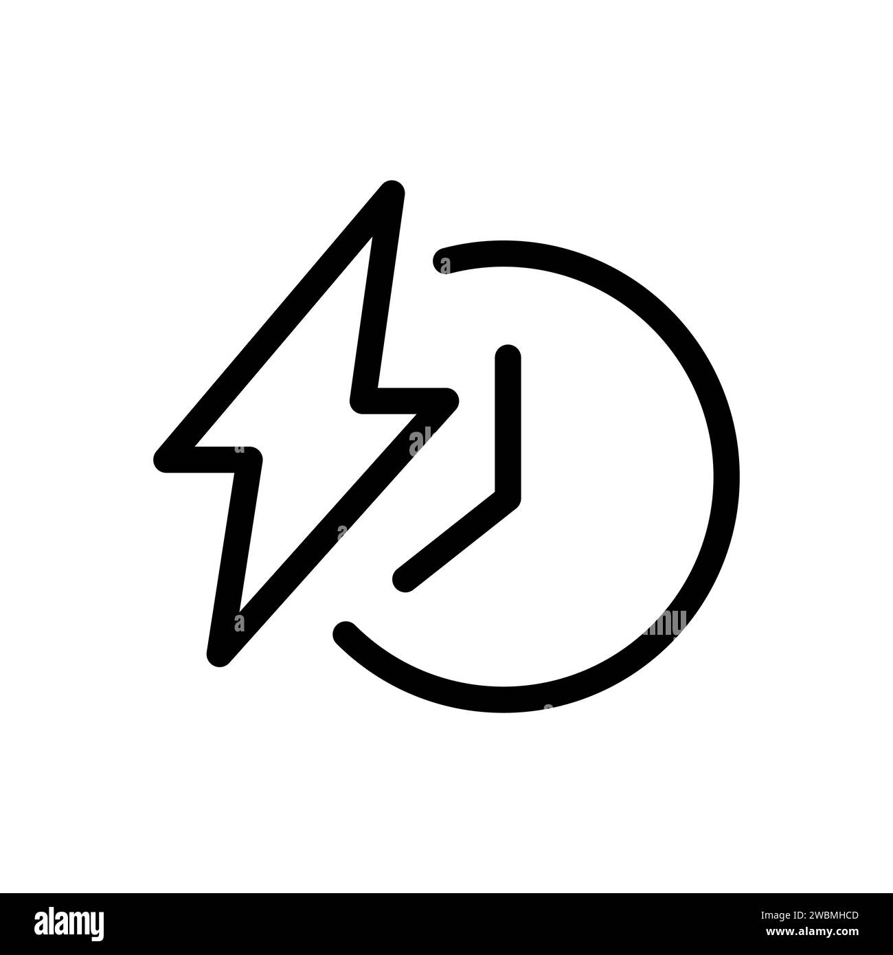 Vector line icon electricity sign with clock, saving electricity ...