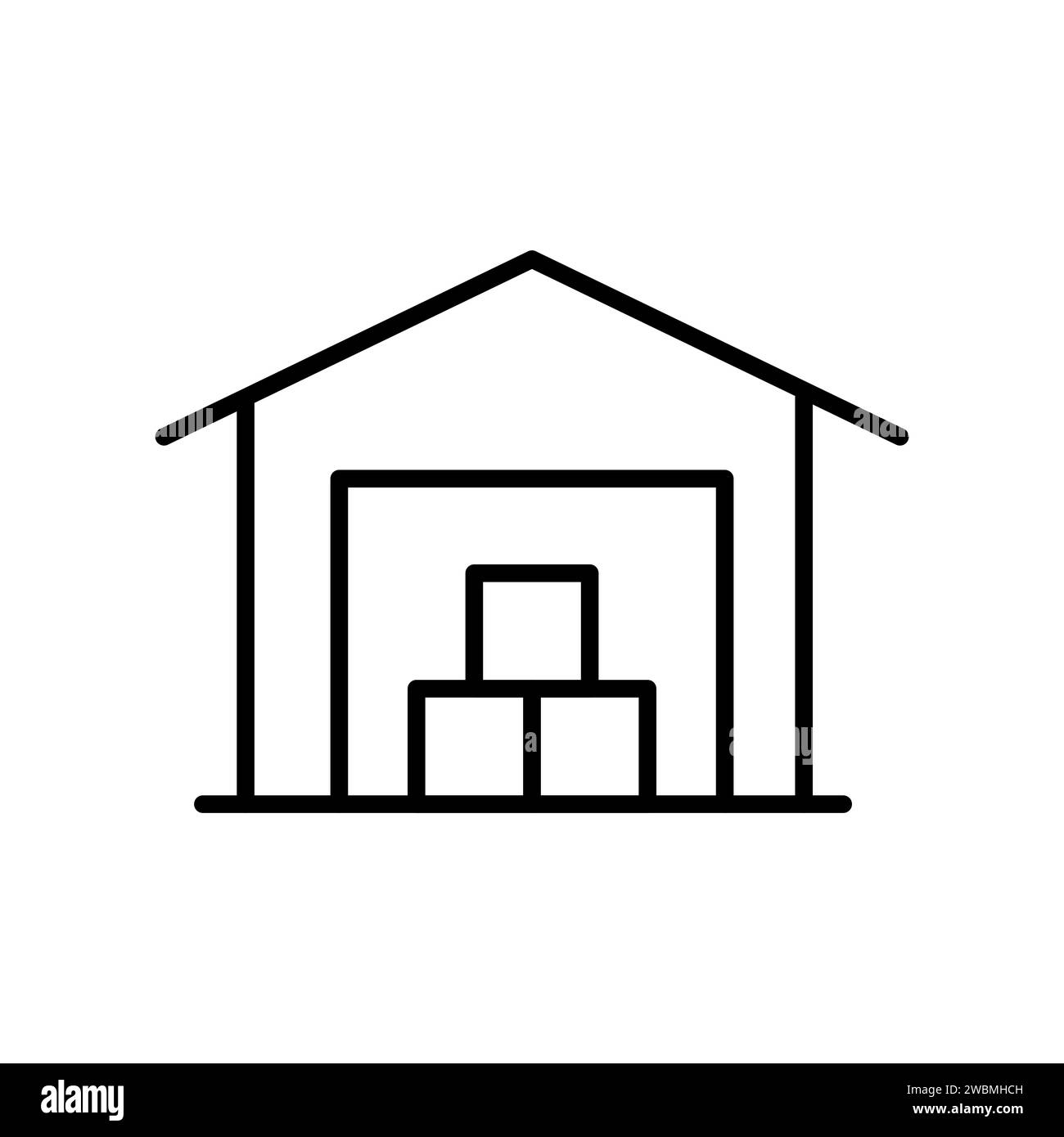 Vector line icon warehouse with parcels for delivery isolated on white ...