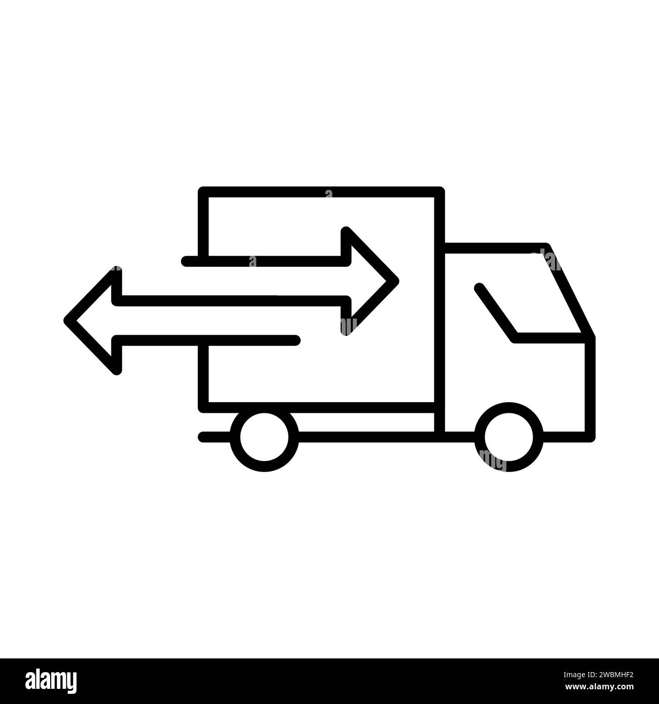 Vector line icon change transport delivery route isolated on white ...