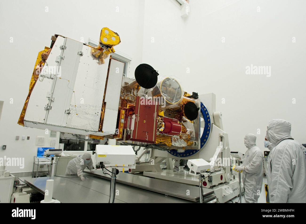 The NPP satellite undergoes inspection at Ball Aerospace in Boulder ...
