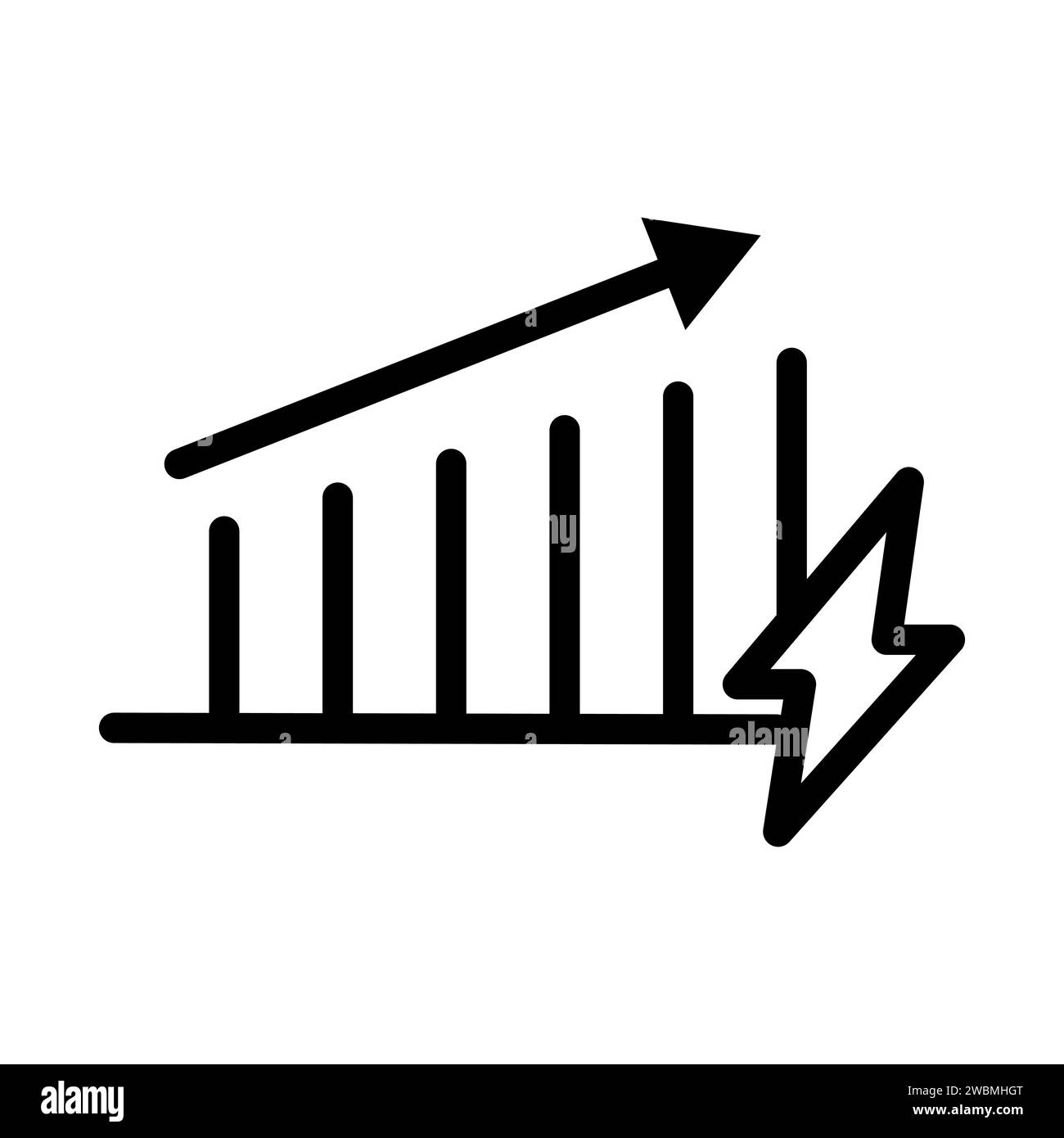 Vector line icon electricity consumption efficiency chart isolated on ...