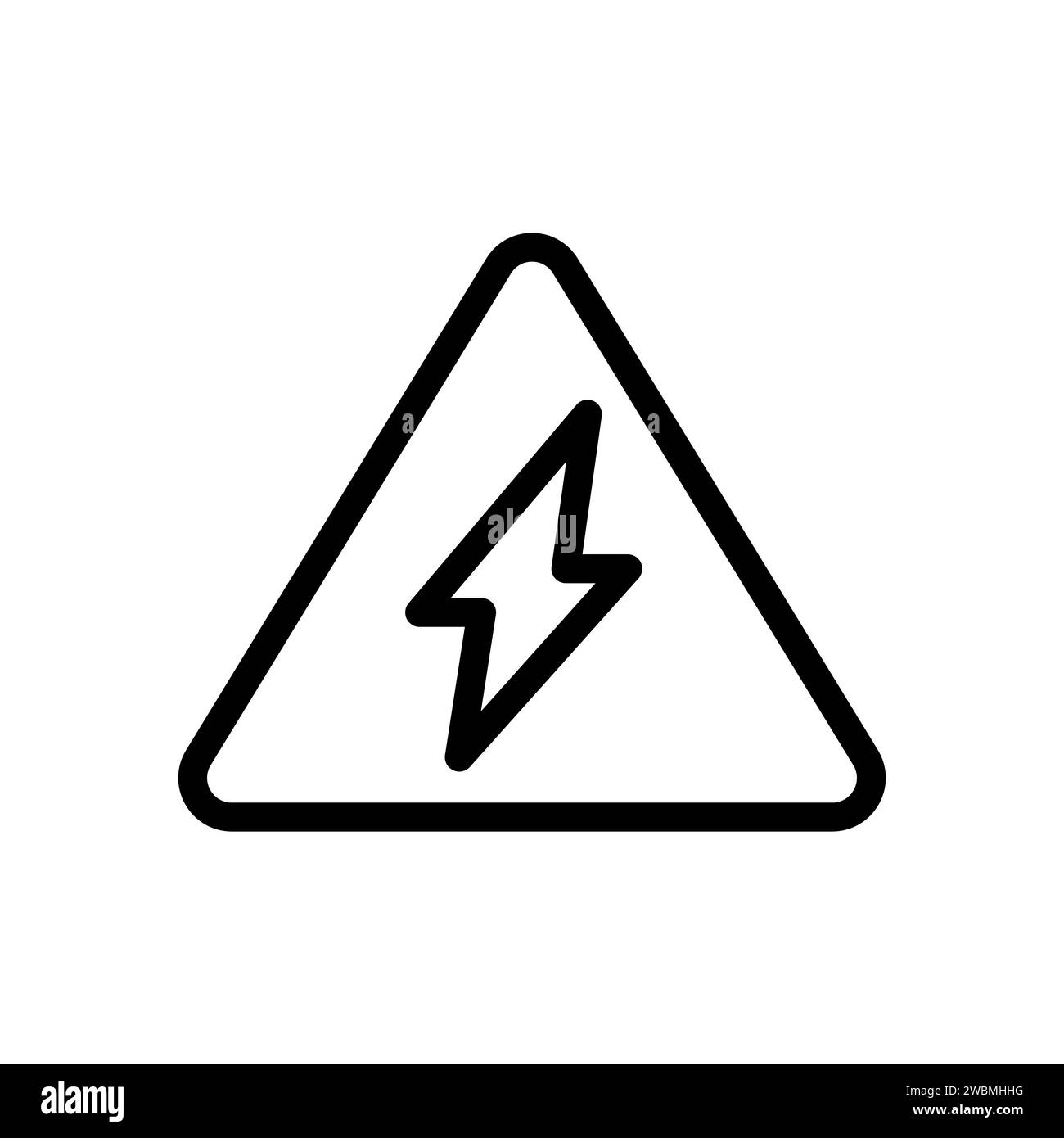 Vector line icon electricity sign in a triangle isolated on white ...