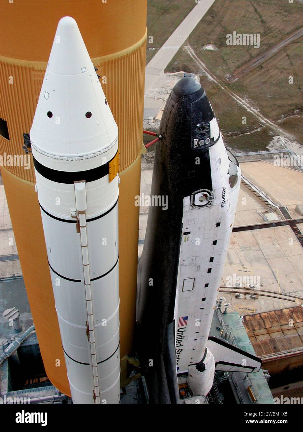 KENNEDY SPACE CENTER, FLA. -- Viewed from the 235-foot level of the Fixed Service Structure on ...