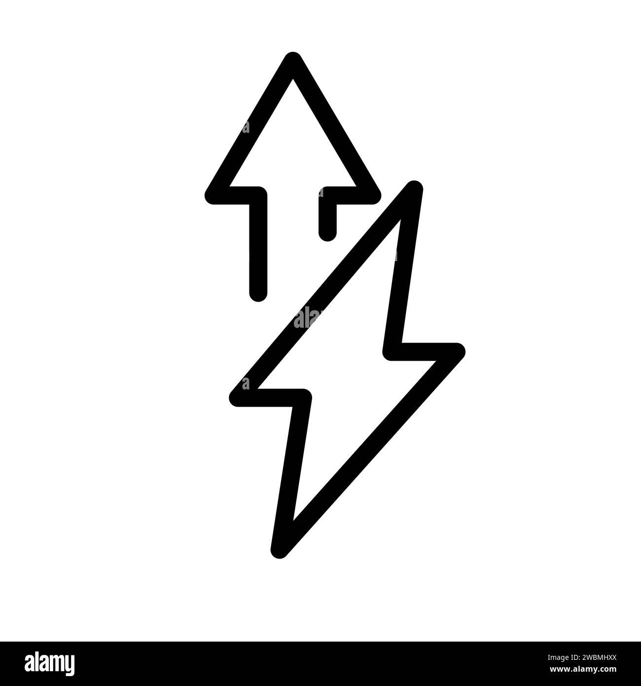 Vector black line icon high energy consumption isolated on white ...