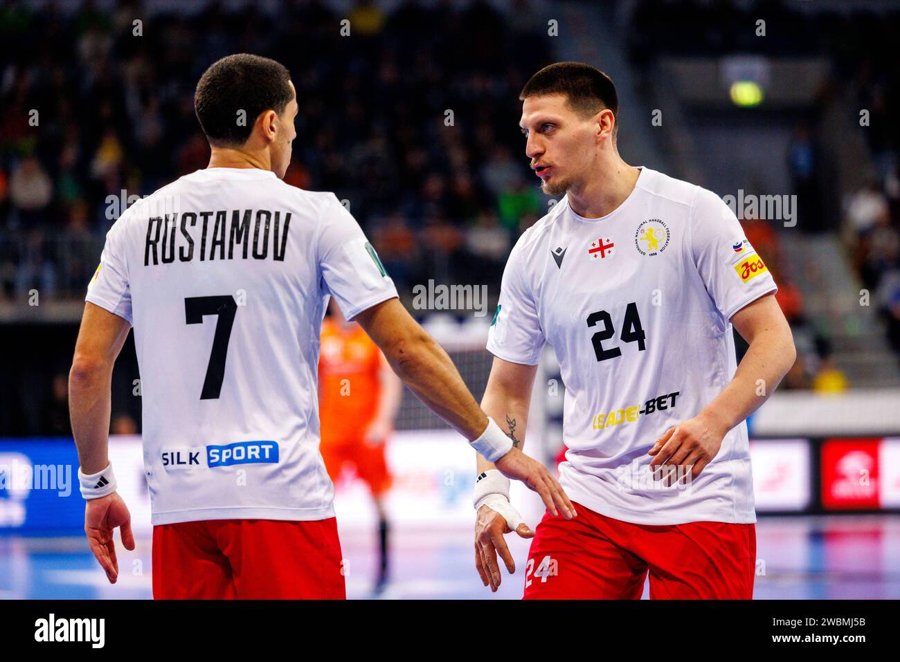 MENS EHF EURO 2024: Niederlande - Georgien, 11.01.2024, Mannheim Khazein Rustamov 7, Georgia GEO ...