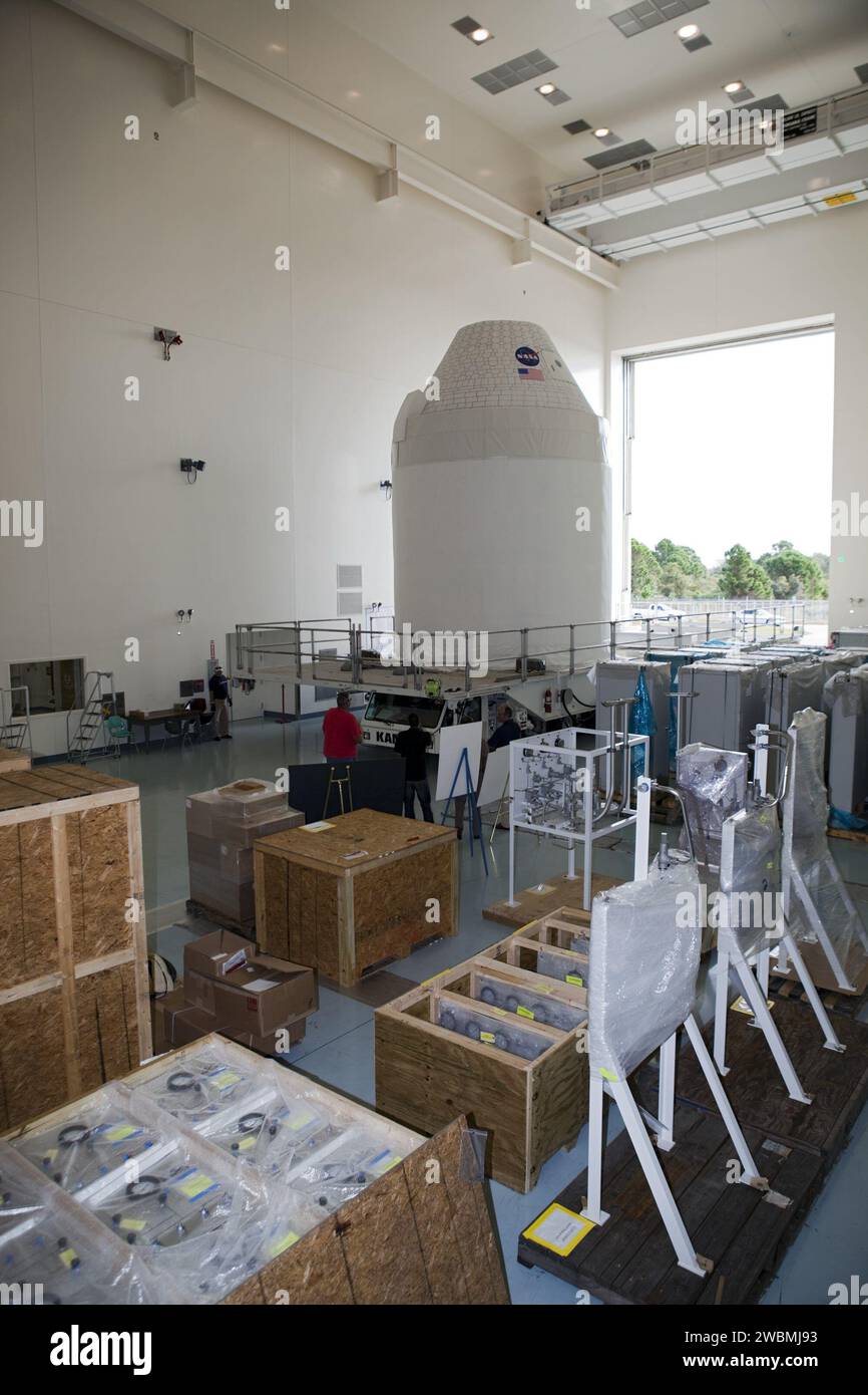 CAPE CANAVERAL, Fla. – A full-size test mock-up of the Orion spacecraft ...