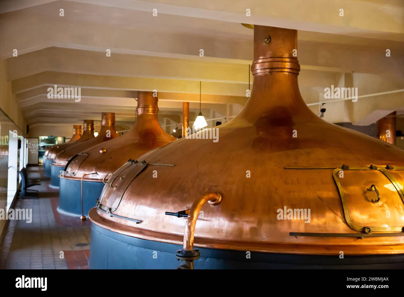 Tanks for storage and fermentation of beer in beer factory Stock Photo ...
