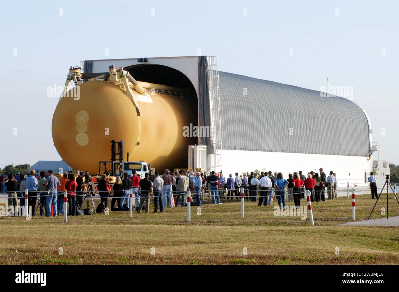 KENNEDY SPACE CENTER, FLA. - Media view the newly redesigned External ...