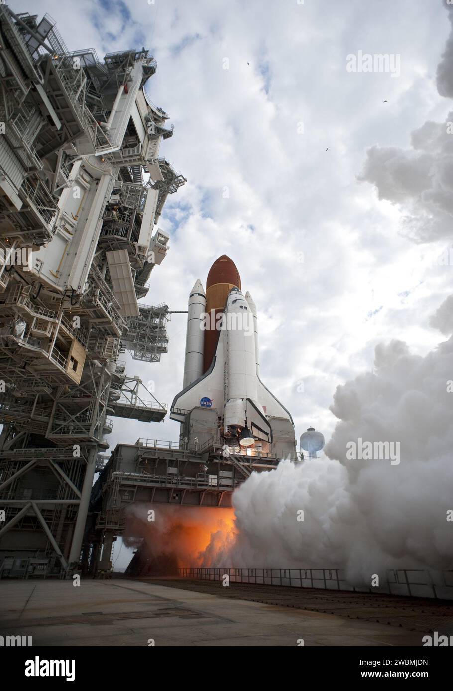 CAPE CANAVERAL, Fla. -- Space shuttle Endeavour's main engines ignite for liftoff at Launch Pad ...