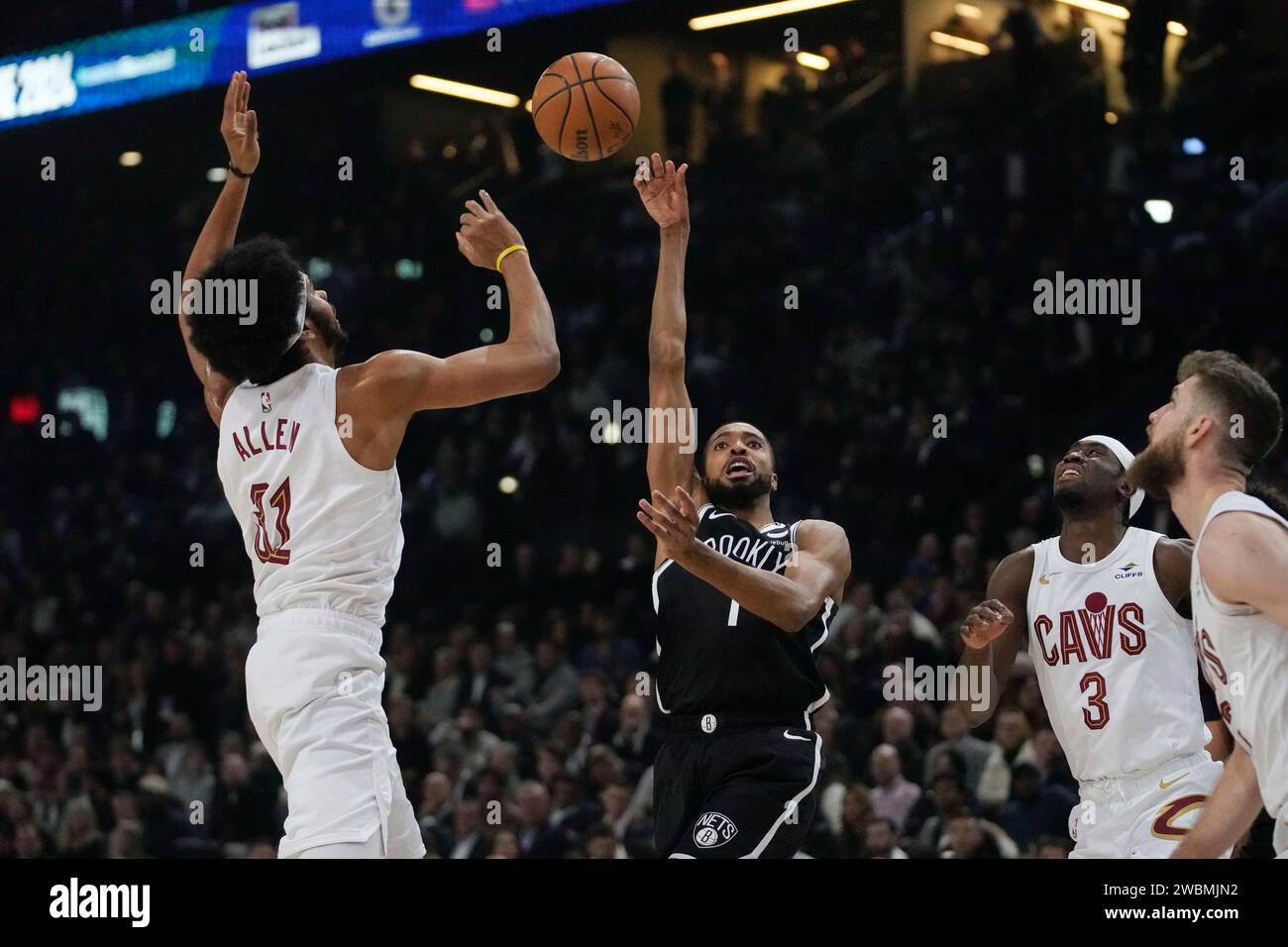 Brooklyn Nets' Mikal Bridges goes up for a shoot during the NBA ...