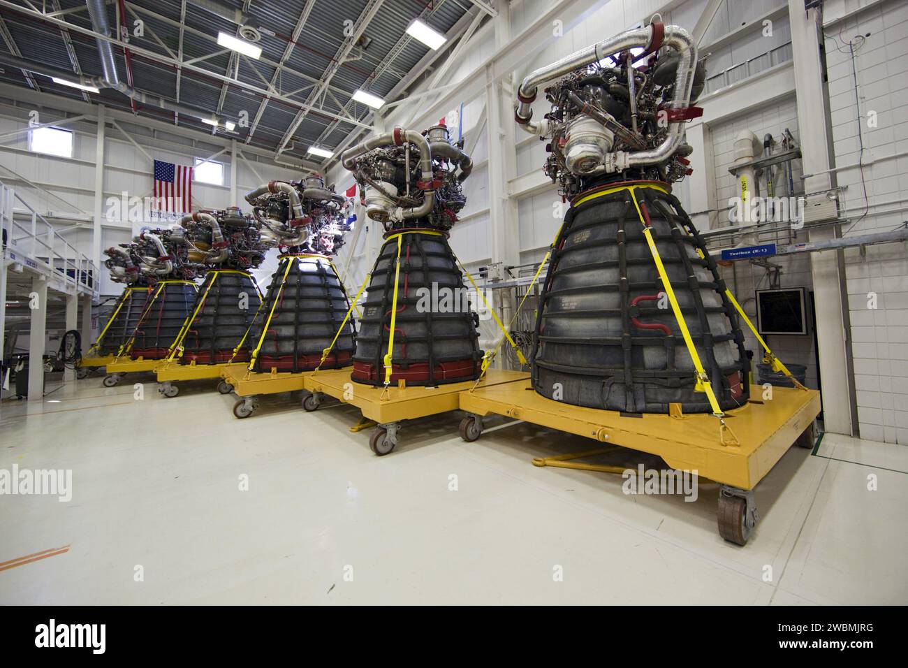 CAPE CANAVERAL, Fla. – Lined up in a row, six Pratt Whitney Rocketdyne ...