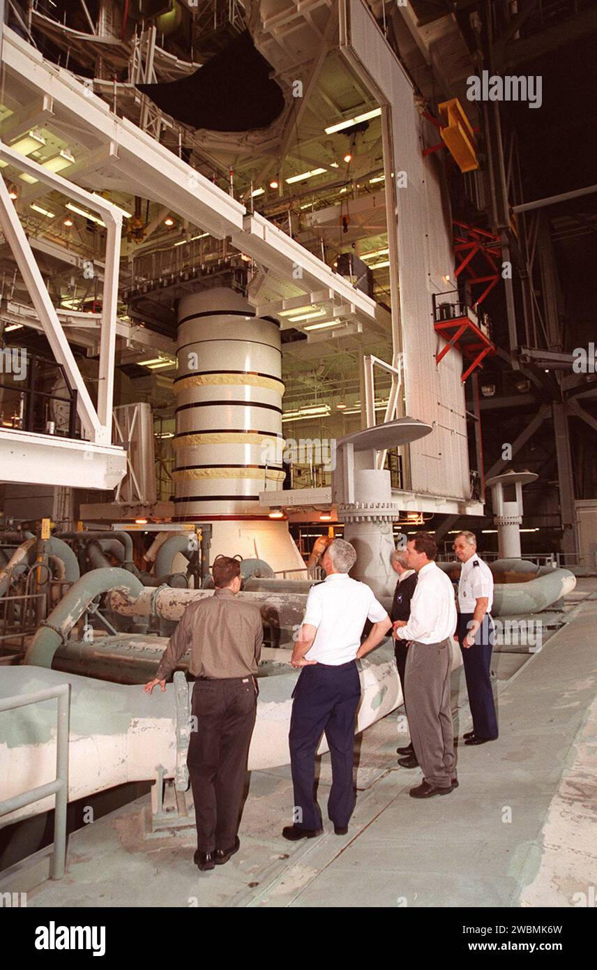 A distinguished group look at the solid rocket booster in the Vehicle ...